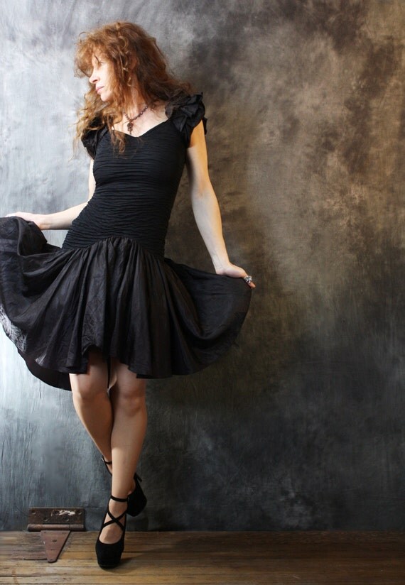 Items similar to Vintage 1980s Punk Prom Queen Sexy Little Black Dress ...