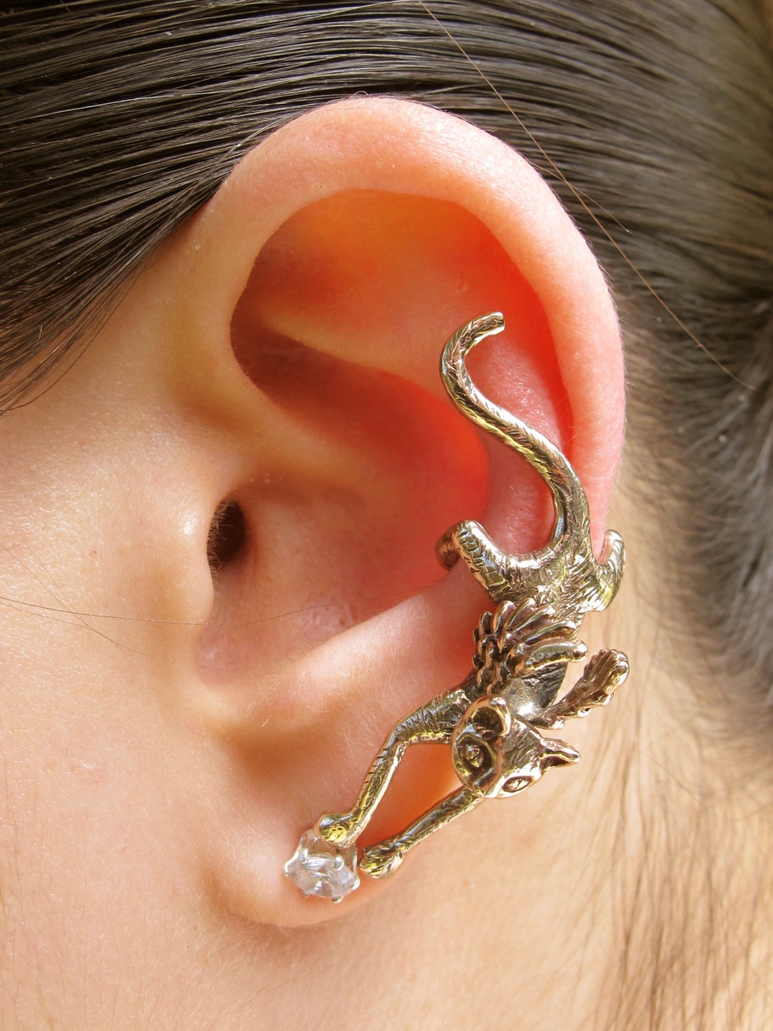 Cat Ear Cuff Angel Kitty Ear Cuff Bronze Cat with by martymagic