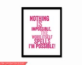 Items similar to Nothing Is Impossible Print / Inspirational Typography ...