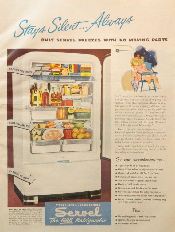 Items similar to Vintage Refrigerator Ad -- Servel Fridge OR Spic and ...