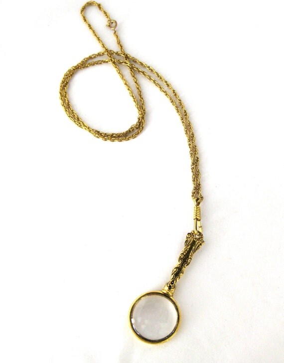 Vintage Gold Magnifying Glass Necklace By Faucivintage On Etsy