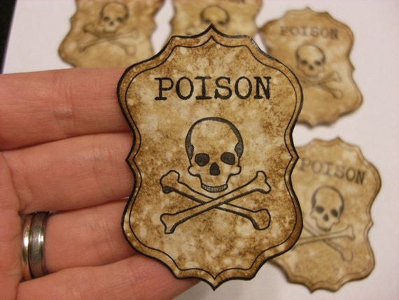 Items similar to POISON Labels for Halloween or Decoration - Set of 6 ...