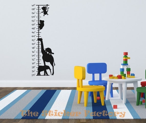 Items similar to Growth Chart vinyl wall decal sticker with giraffe ...