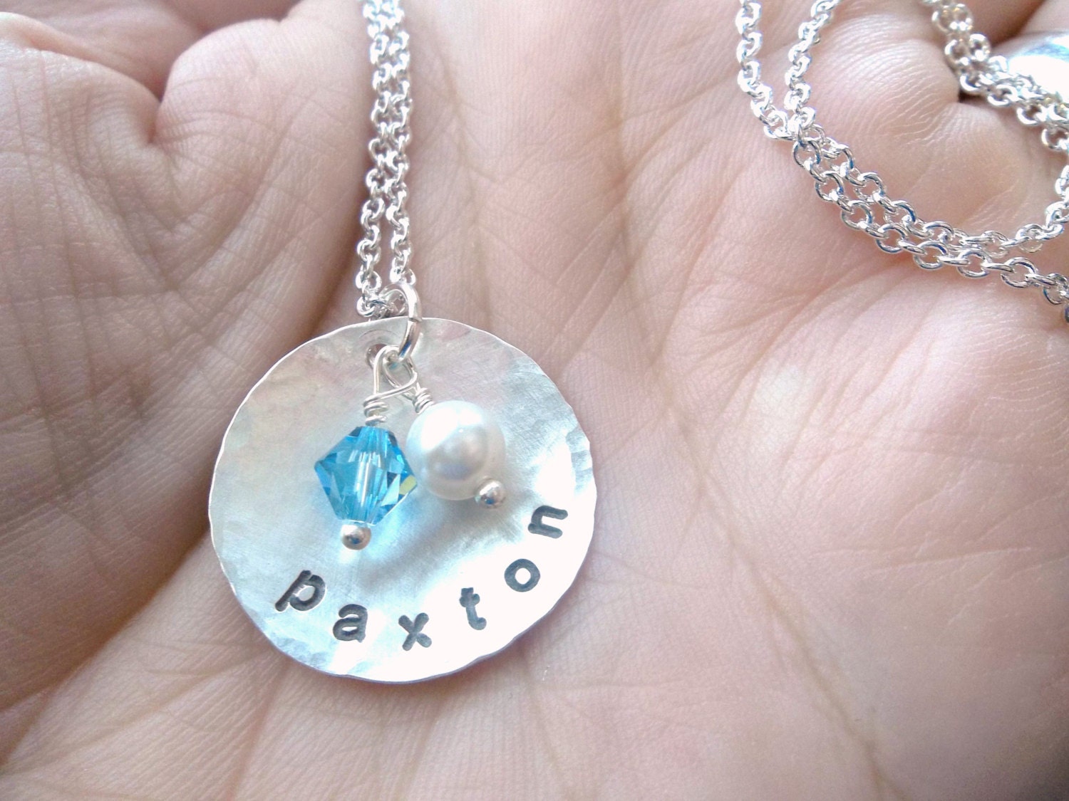 Personalized Hand Stamped Sterling Silver Necklace by eagerhands
