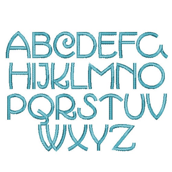 No.25 Emma Simple and No.26 Cursif Embroidery Font 1in 2in