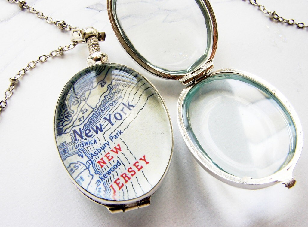 Beveled glass locket necklace glass locket pendant