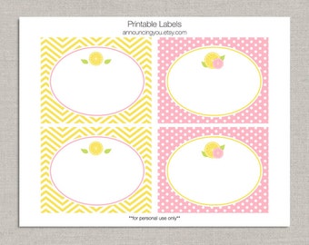 Pink Lemonade Printable Labels - Instant Download