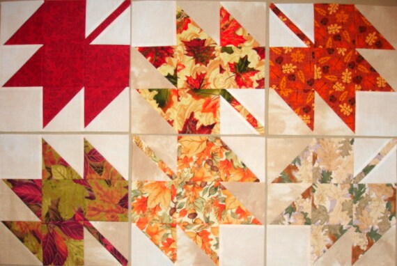 Autumn Leaves Quilt Blocks by zizzybob on Etsy
