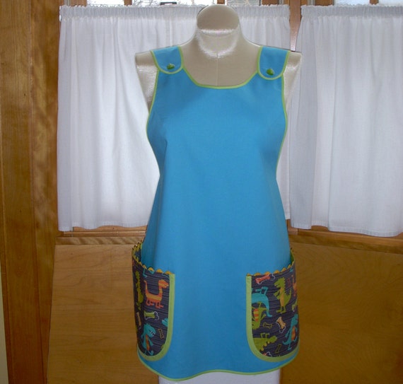 Preschool Teacher Smock Apron Stylish Cross Back Design