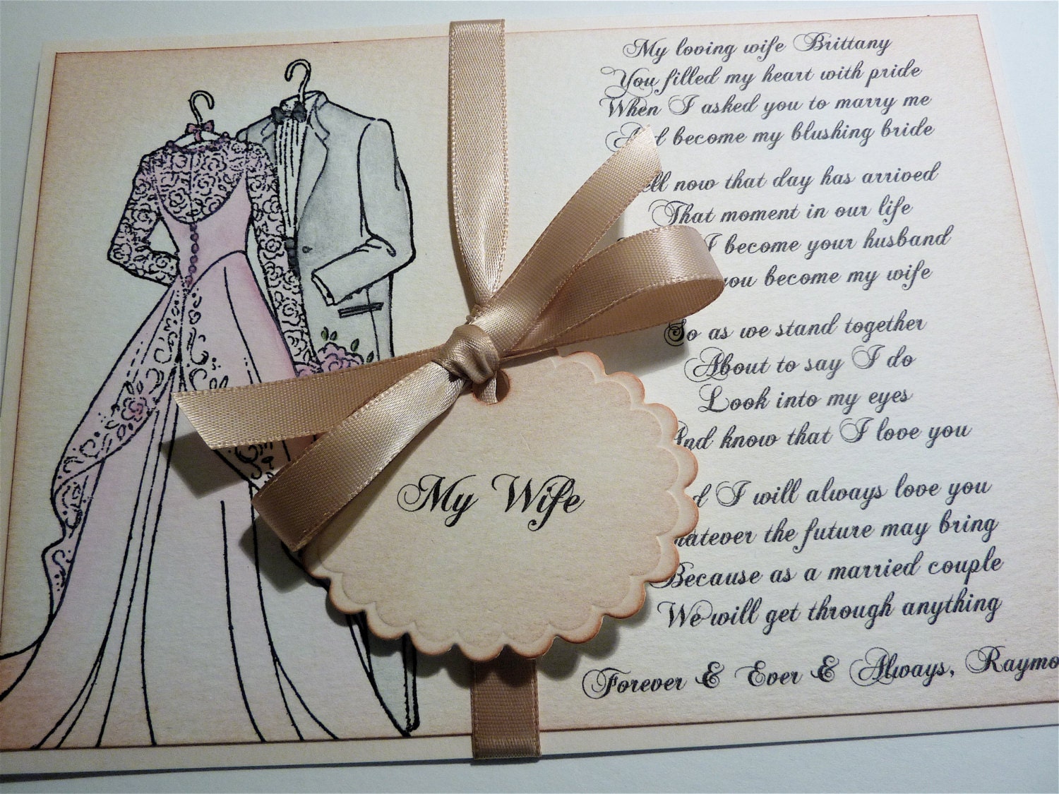 For My Wife Wedding Card Vintage Style Watercolored Treasure ...