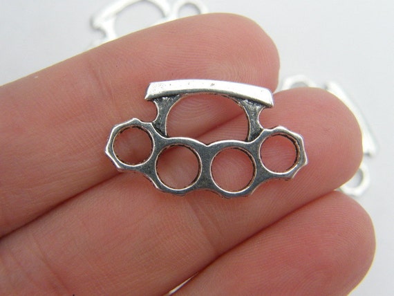 BULK 50 Brass knuckles antique silver tone G22