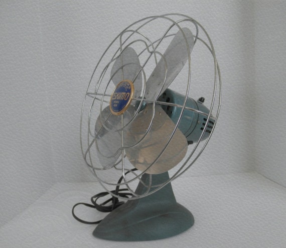 Vintage Eskimo Fan Model 45R Teal/Turquoise Color