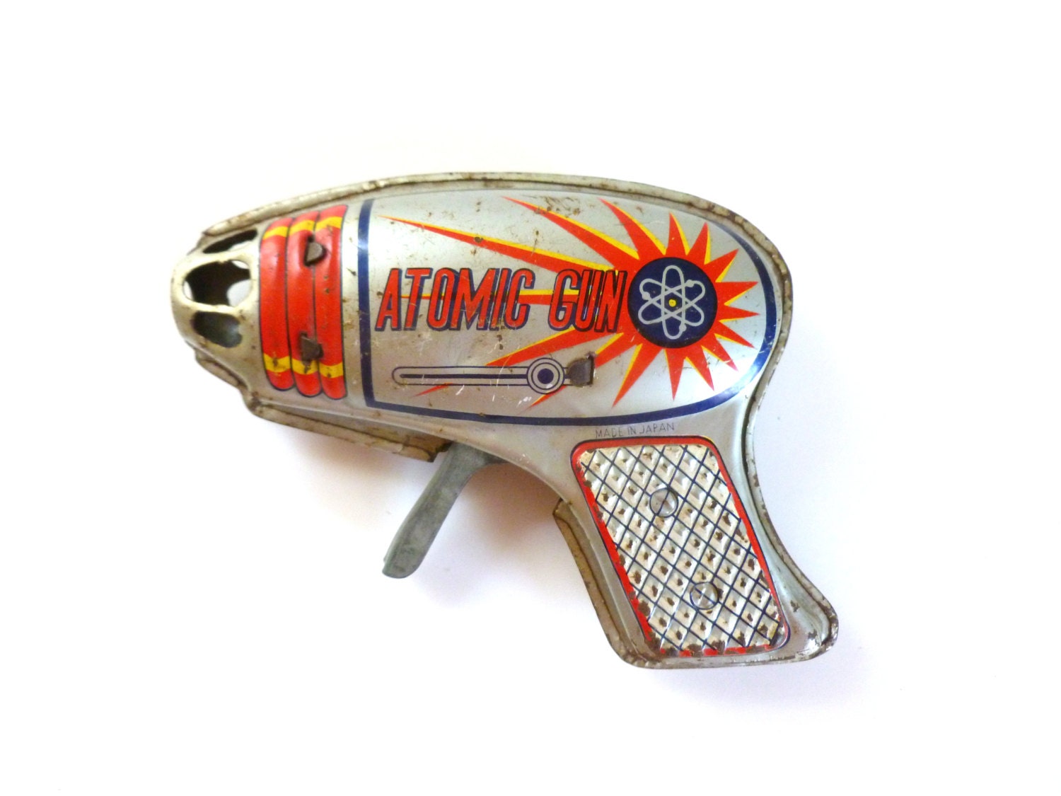 Mid Century Tin Metal ATOMIC GUN Toy Space Laser Ray Gun JAPAN