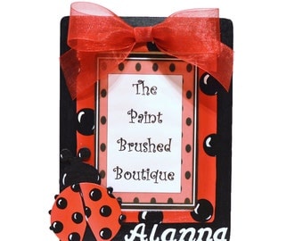 Hand Painted Ladybug Picture Frame
