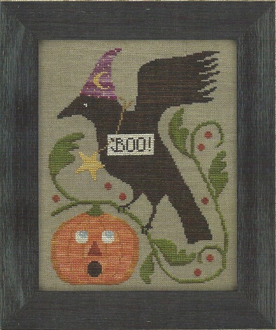 Primitive Folk Art Cross Stitch Pattern: BOO by PrimFolkArtShop