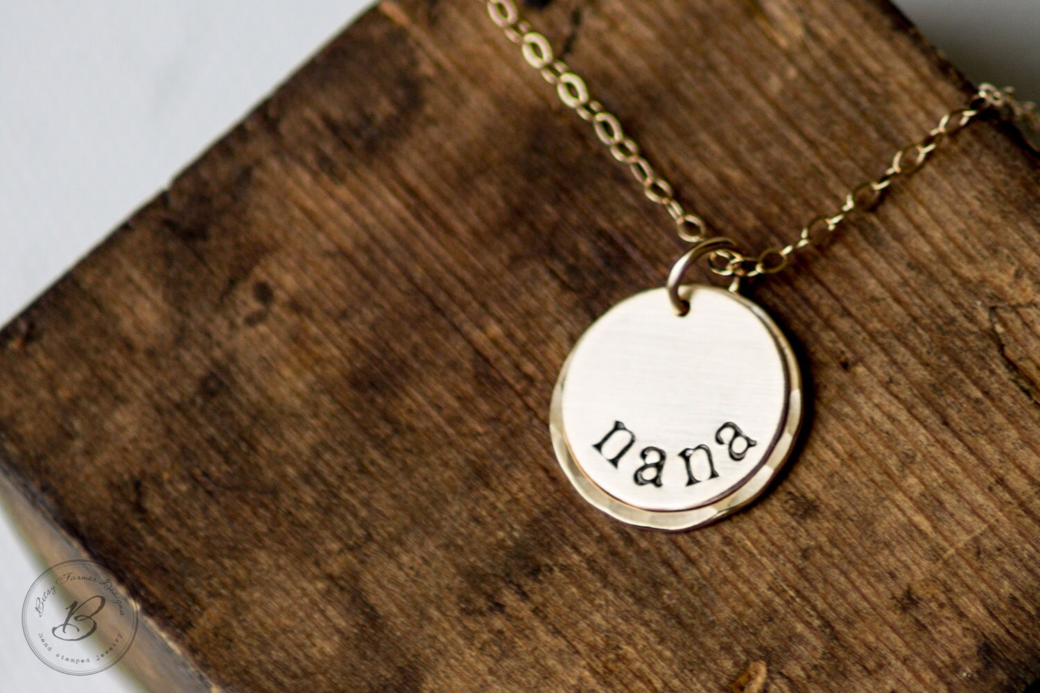 Gold Nana Necklace Hand Stamped Jewelry 14k Gold Fill by