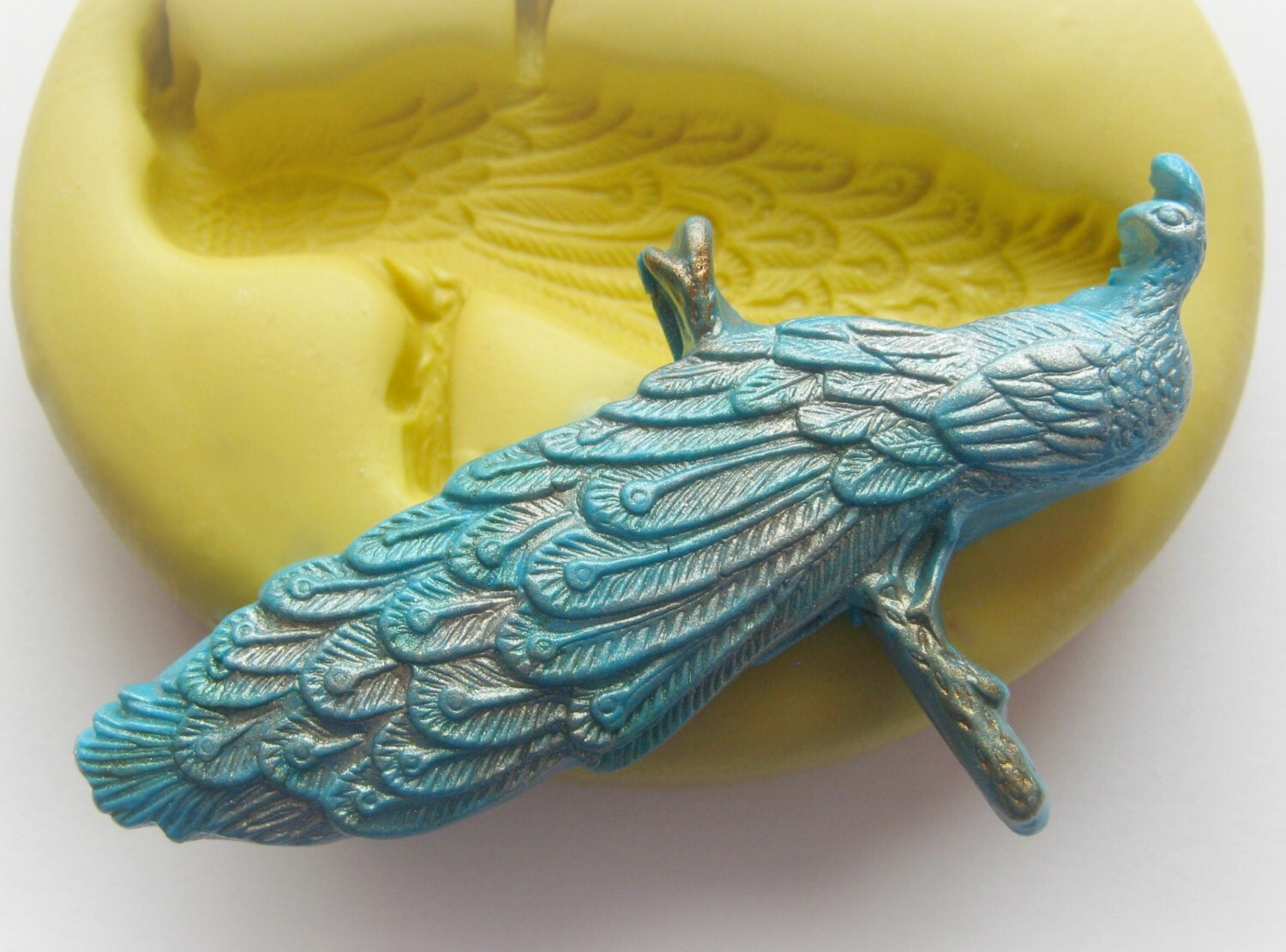 Peacock Bird Mold Polymer Clay Resin DIY Cabochon by WhysperFairy