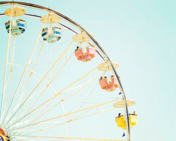 Ferris Wheel Art, Nursery Room Decor, Pastel Bright Colorful, Children ...