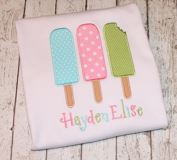 Items similar to Girl's Popsicle Shirt, Girl's Summer Shirt, Girl's ...