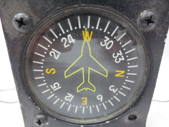 Vintage 1960s Aircraft Airplane Instrument Compass