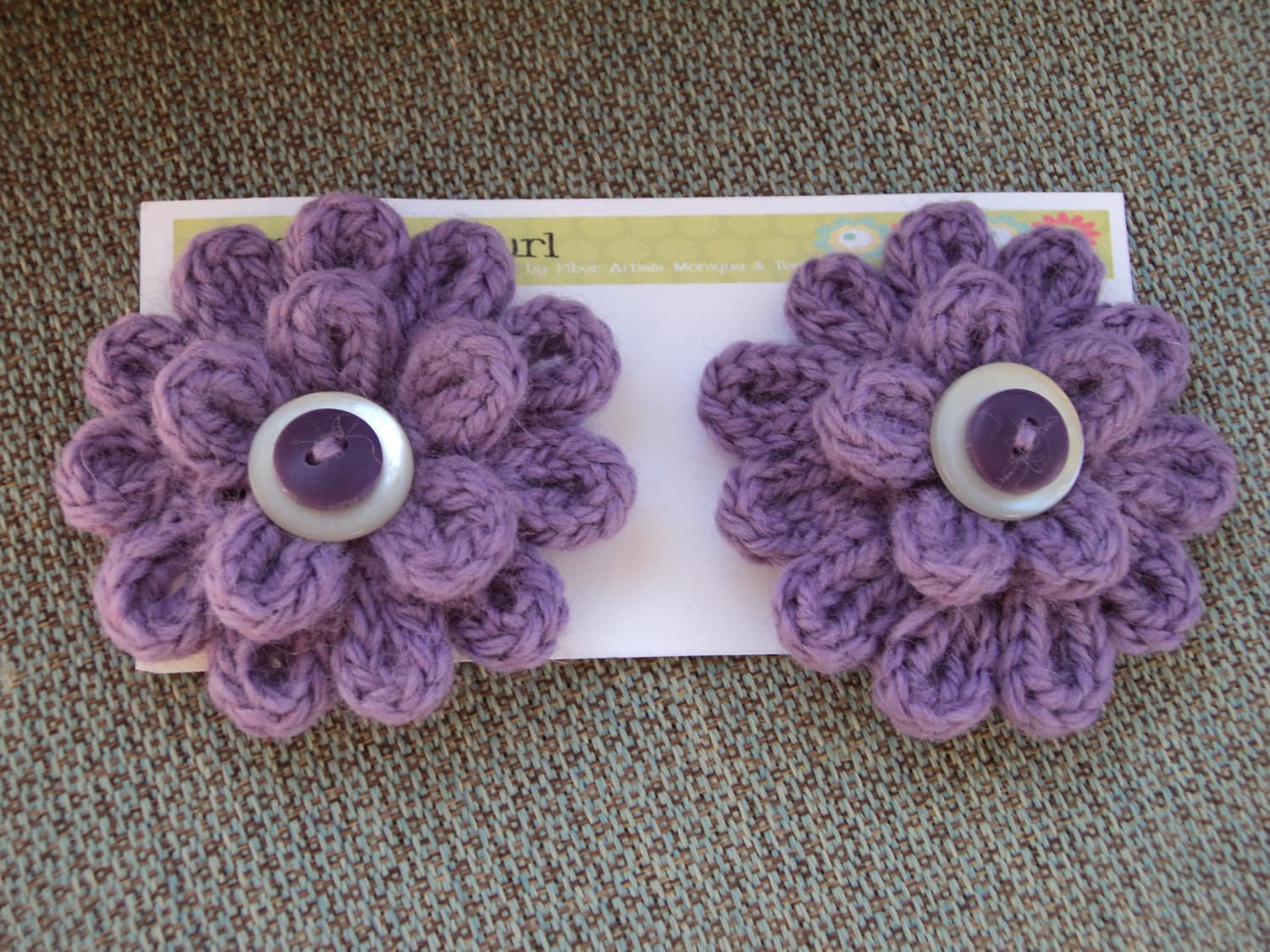 PDF 3 Flower Pin Pattern uses Knit & Crochet to by MoniqueRae