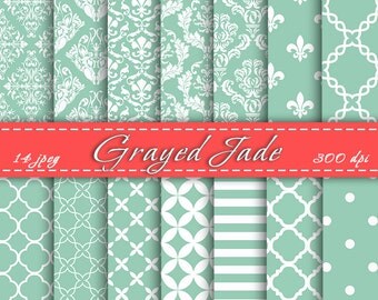 Mint Damask Digital Paper Digital Scrapbook Paper by ArtDownload