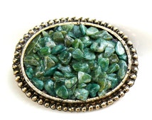 Popular items for green stone brooch on Etsy