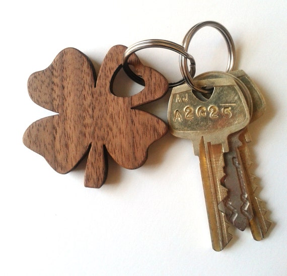 Wooden Laser Cut Shamrock Keychain by NinaRaizel on Etsy