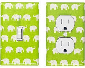 Elephant Switchplate Pink and Gray Dot Nursery Decor by SSKDesigns