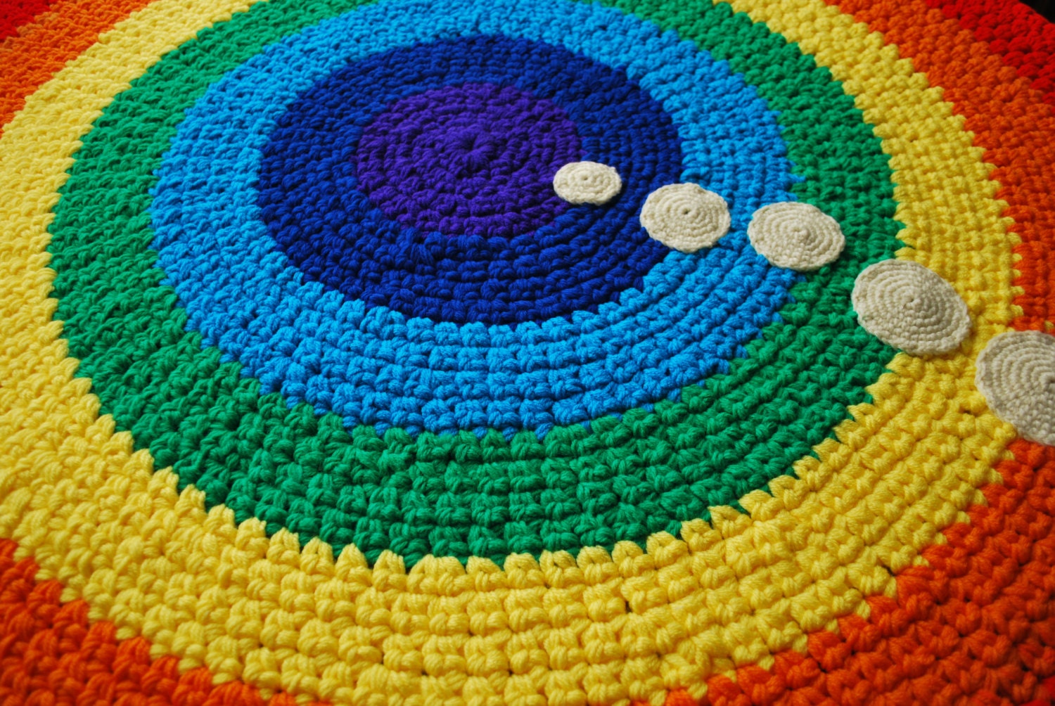 Rainbow handmade circle rug