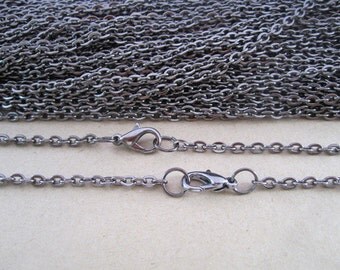 6 Silver Plated Lobster Clasp Link Chain Bracelets 7 7/8