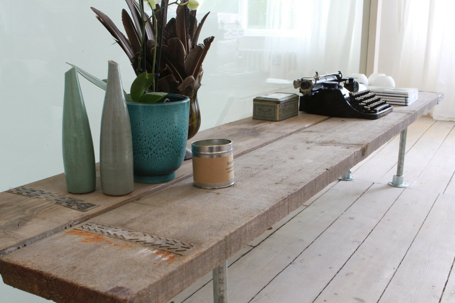 Reclaimed Scaffolding Boards and Galvanised Steel Pipe Long Low TV ...