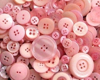 100 Mixed Light Pink Sewing Buttons - bulk buttons in assorted sizes ...