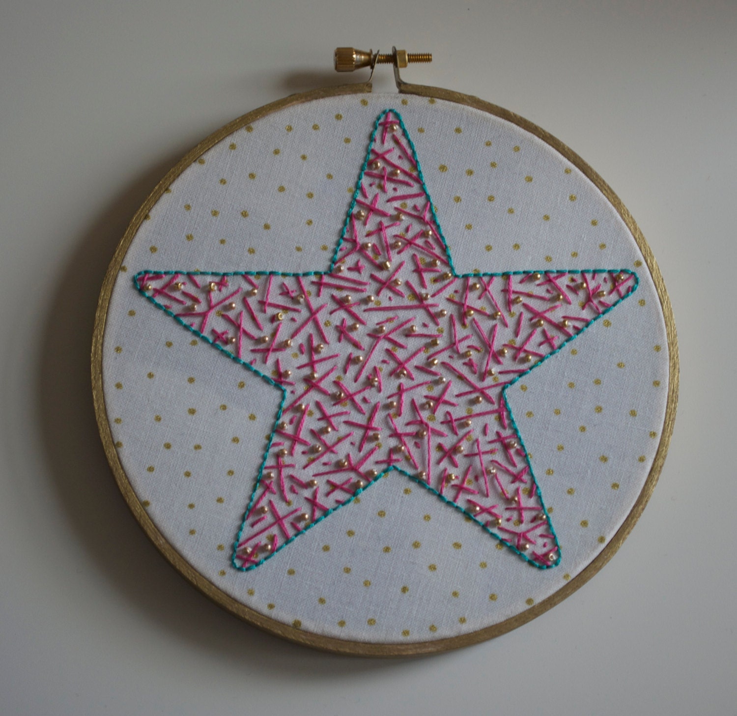 Star Abstract Hand Embroidery: Wall Hanging Cream by KUnicorn