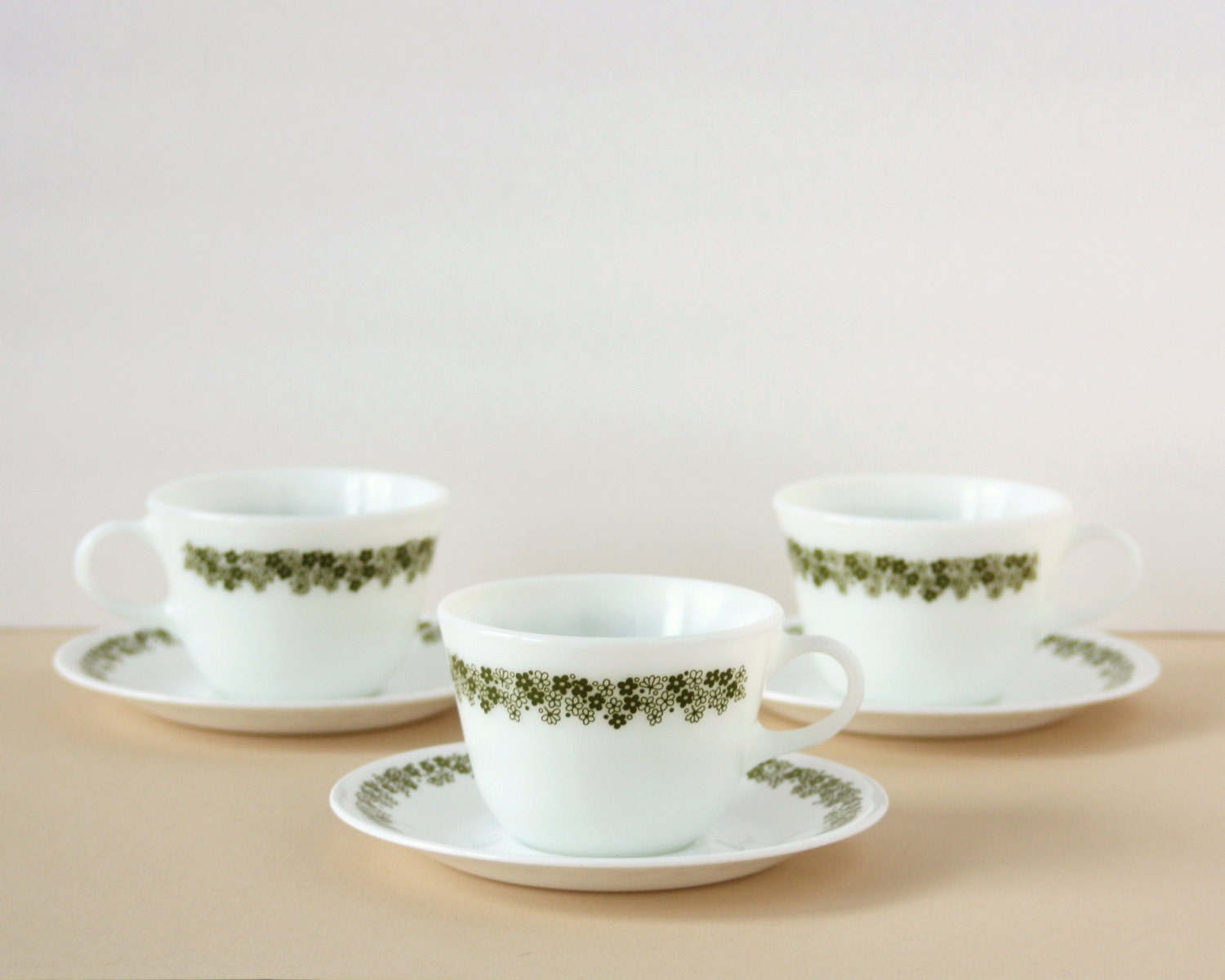 Pyrex Cups and Saucers – Set of 3 – Haute Juice