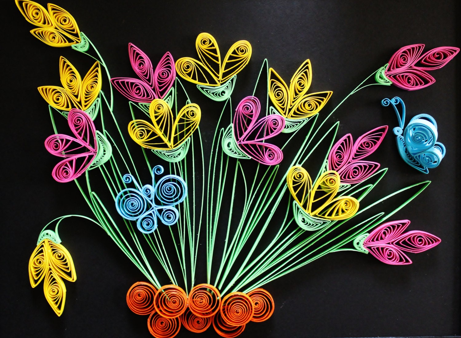 Paper Quilled Art Spring Time Flowers OOAK by Quilling247