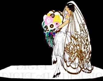 JUNE Bride Mid Century BRIDE Illustration. Vintage Retro