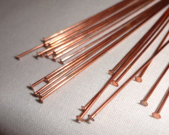 Copper Head Pins 22 Gauge and Two Inches Long with 2mm Flat