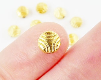 Spool shaped Beads Spool Bead Spacers Gold Beads 22k Matte