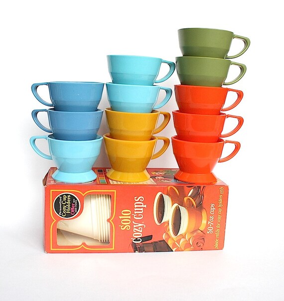 Solo Cozy Cup Holders & Inserts Plastic Coffee Cups Vintage