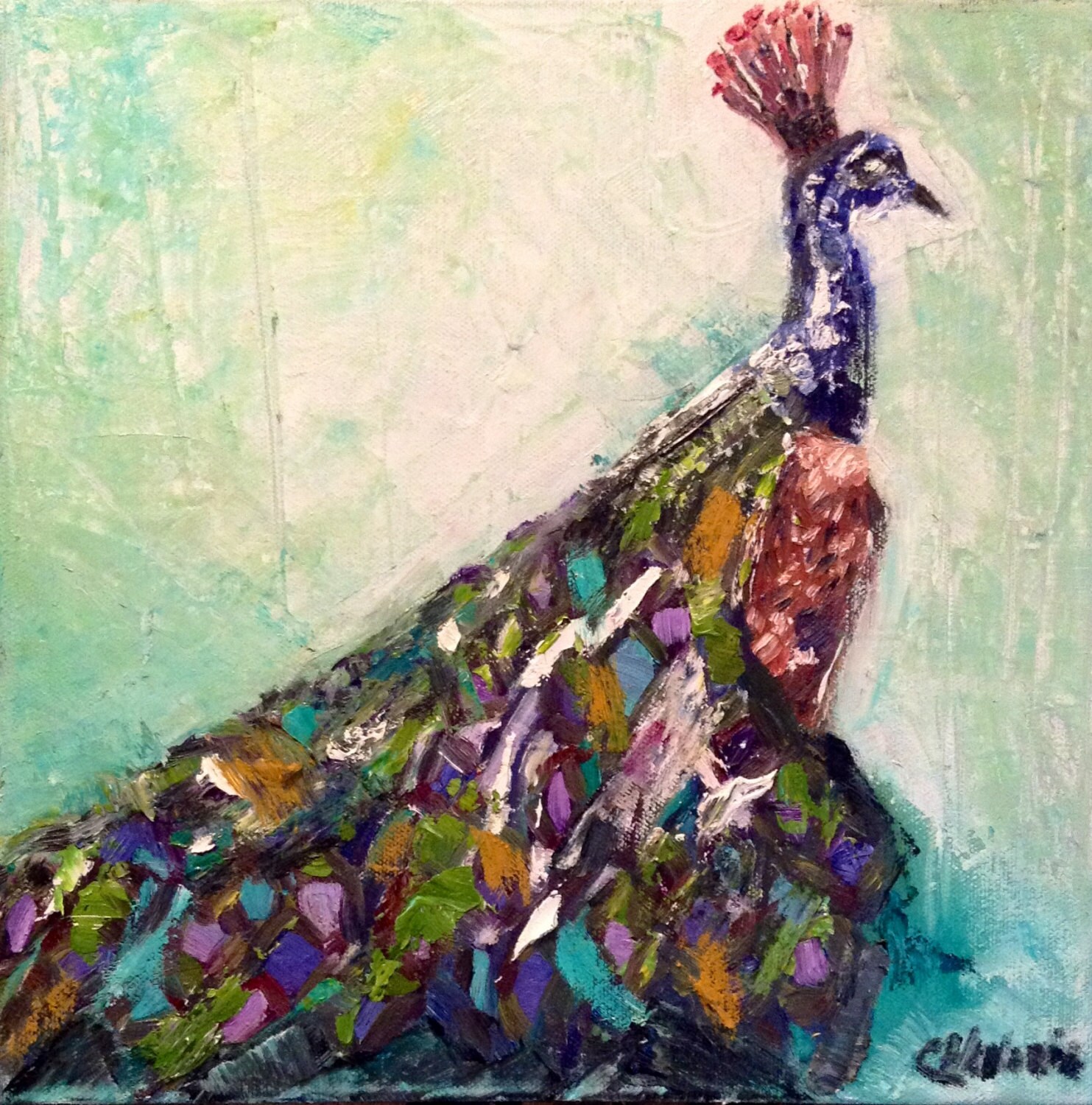 Abstract Oil Painting Peacock at Carl Moran blog