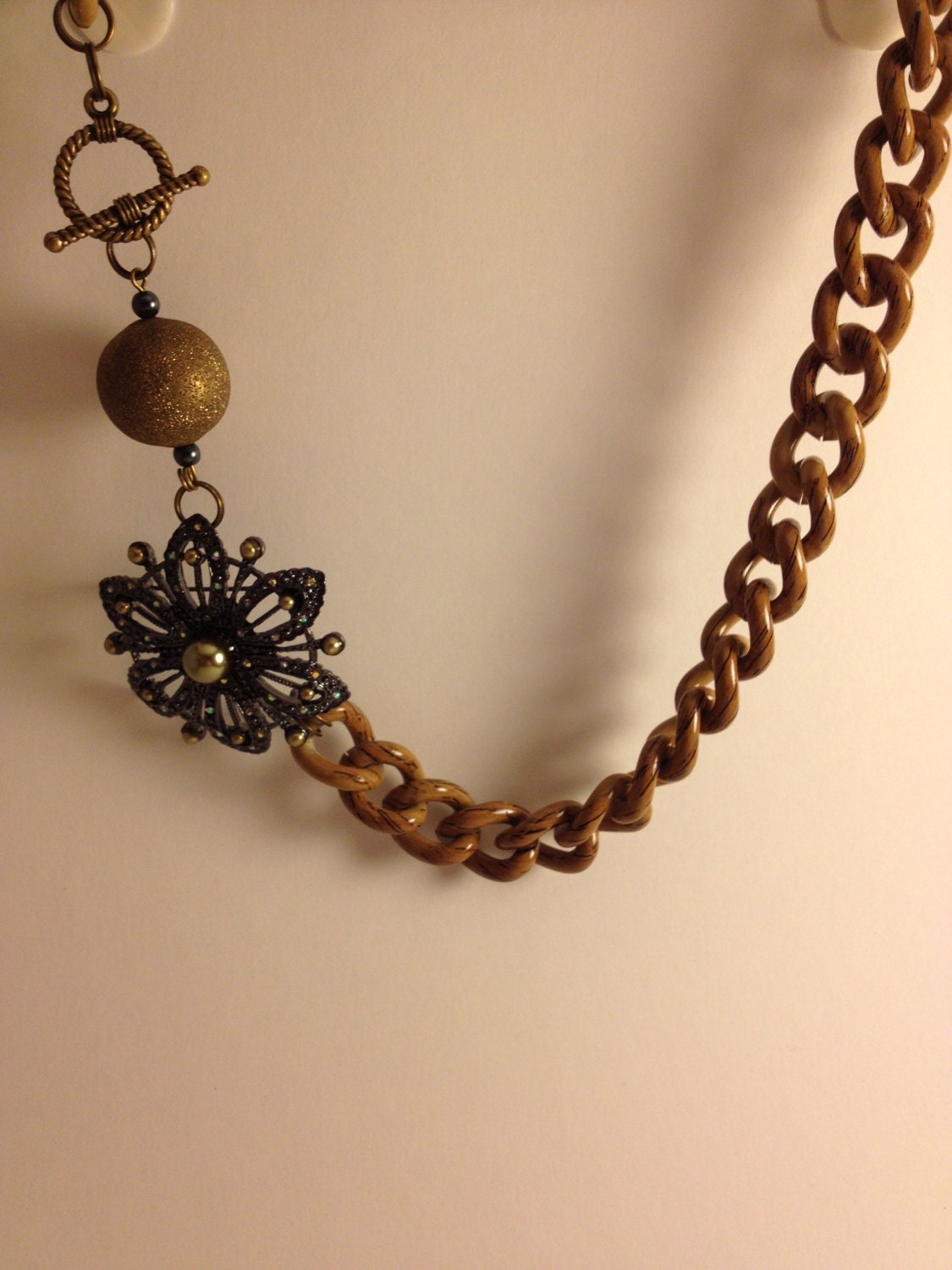 Thick brown bronze tone metal chain rhinestone by MynisaUnique