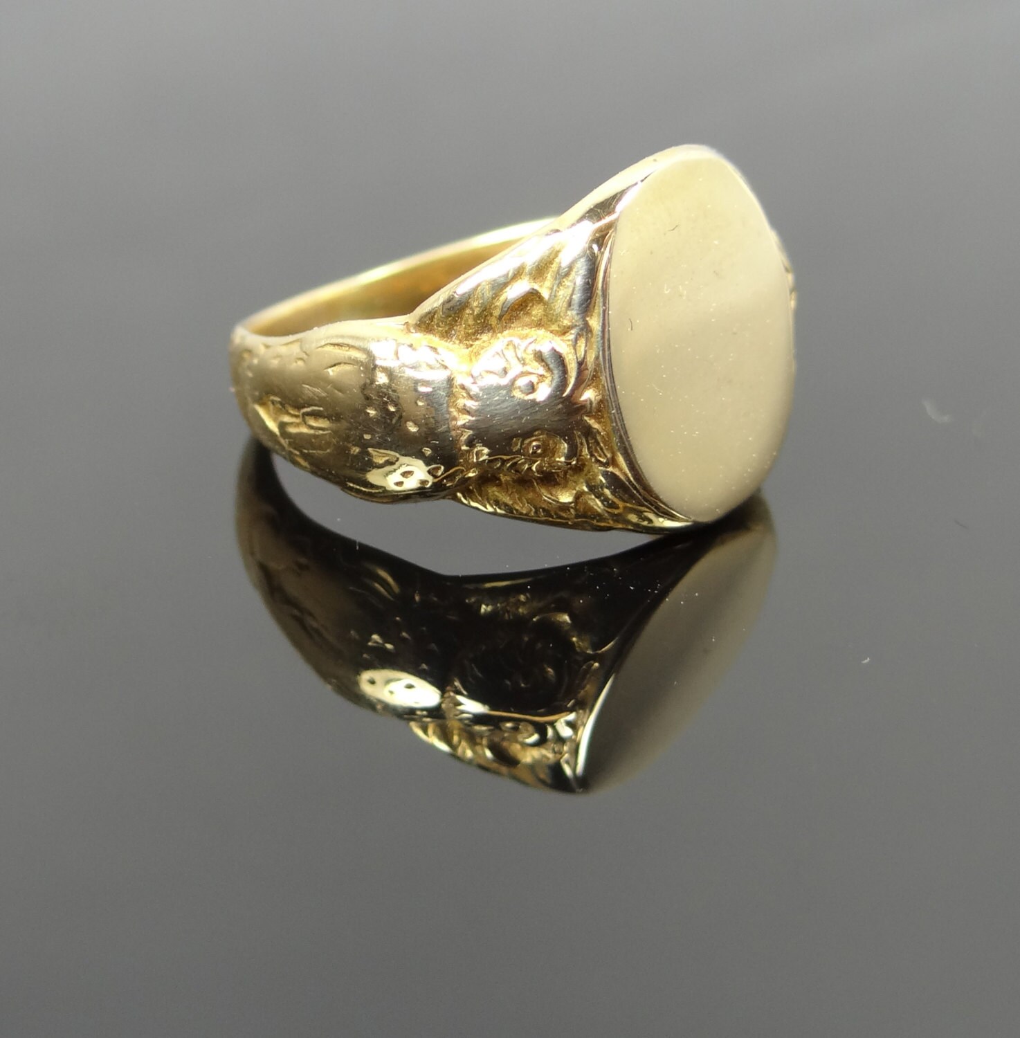 Amazing Art Nouveau Owl Side Signet Ring RGSG115P by MSJewelers