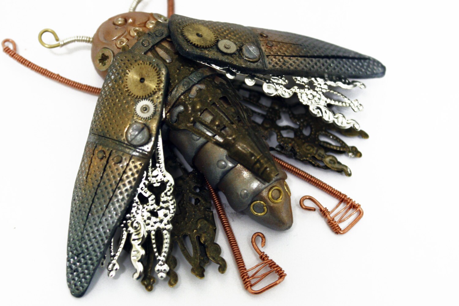 BEETLE Scrap metal insects metal effect polymer clay with
