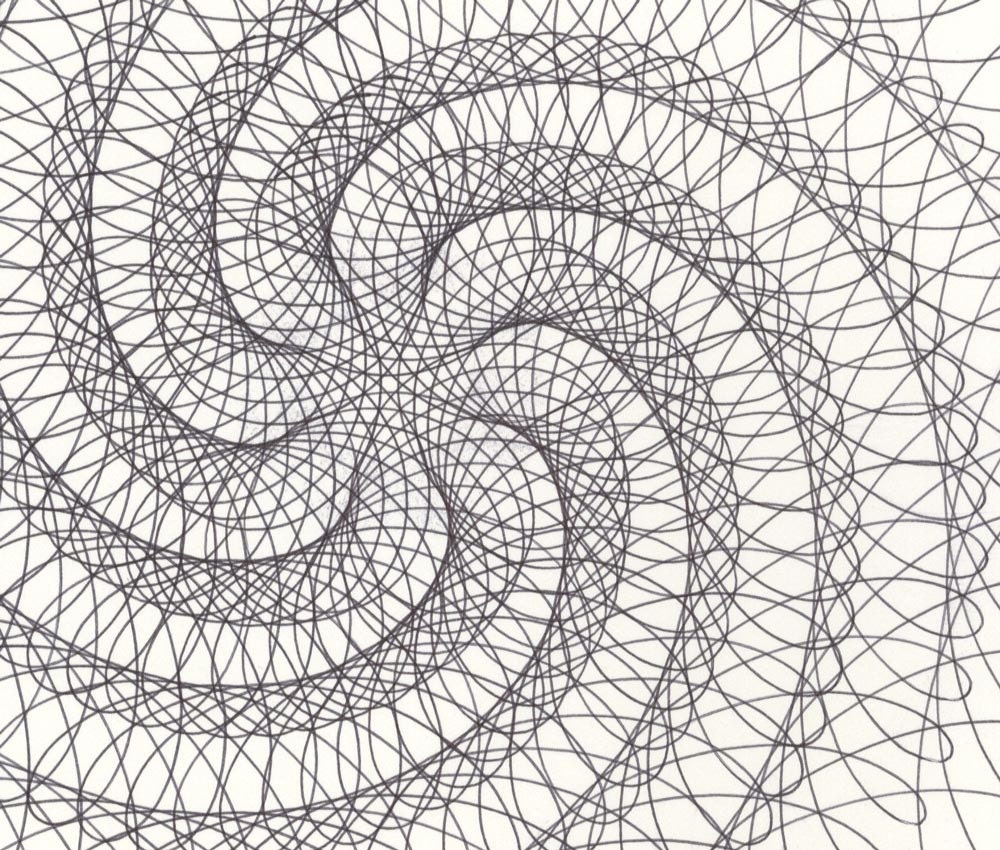 Original Ink Drawing Spiral Abstract Line by ParametricDrawing