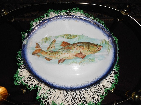 Antique Blue Flow Fish Plate, Vintage Fish Platter – Haute Juice