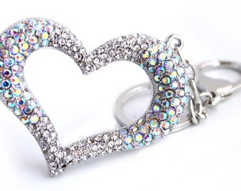 Silver Floating Locket Key Chain with Lobster Claw and Choice