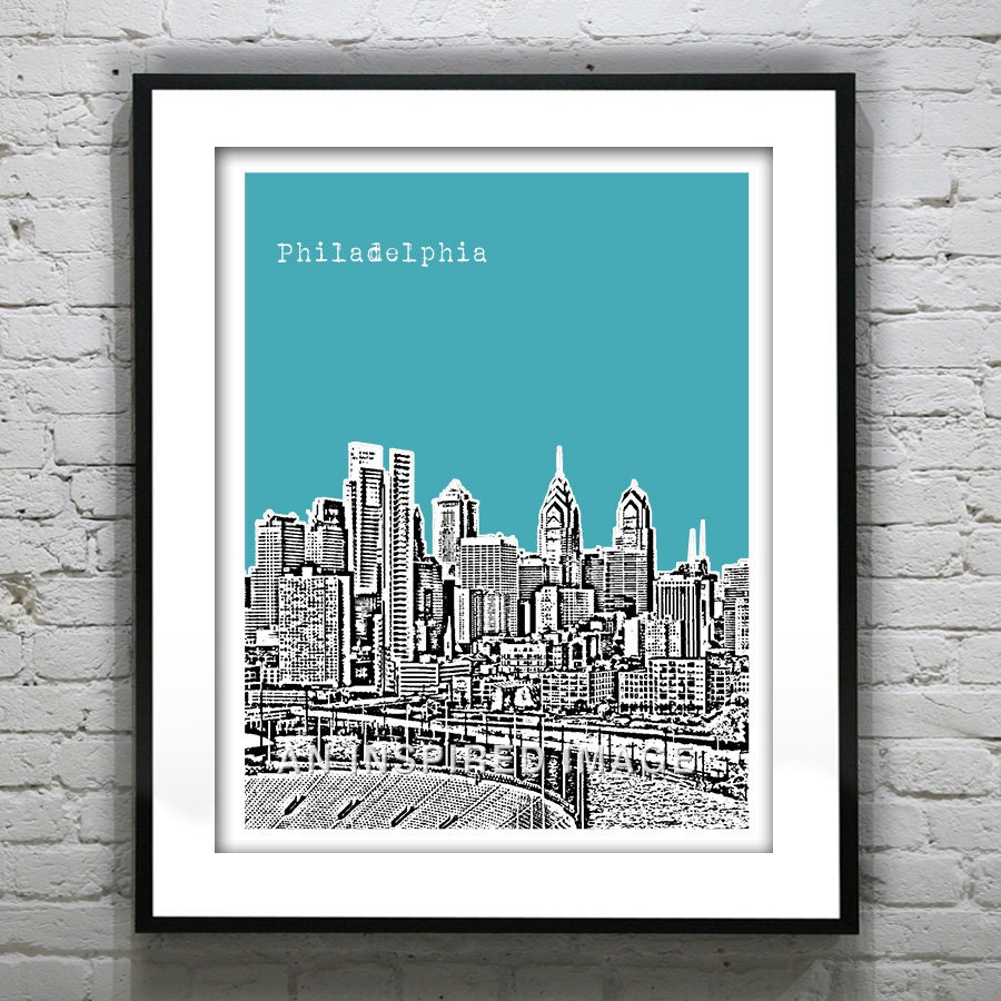 Philadelphia Pennsylvania Poster Art Skyline by AnInspiredImage