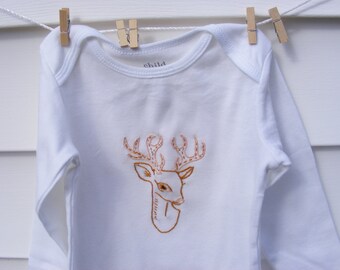 Hand embroidered Onesie,For the Baby Deer Hunter, Deer head, Redneck ...