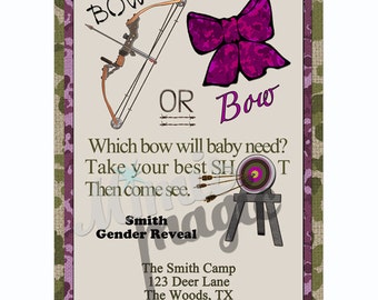 Which Bow Will Baby Need, Hunting Gender Reveal, Printable Invitation